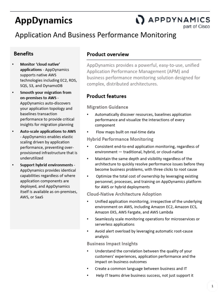 Awsmp Datasheet AppDynamics | PDF | Amazon Web Services | Cloud Computing