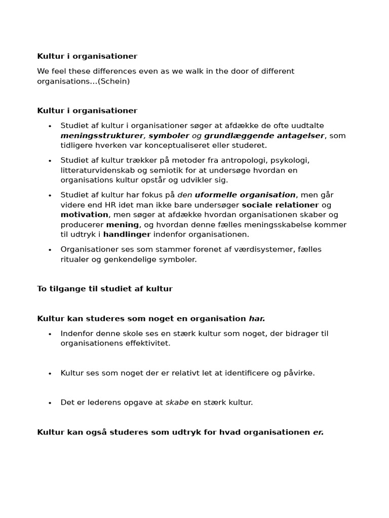 Kultur I Organisationer | PDF