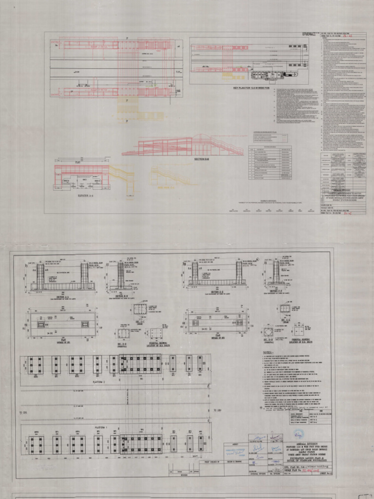 Foundation Drawings of 12m Wide FOB at SAHIBZADA (Mohali) | PDF