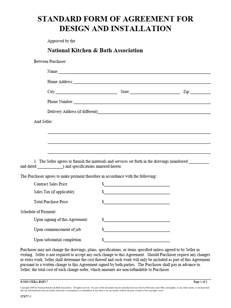 Standard Form Agreement Design Installation | PDF | Implied Warranty ...