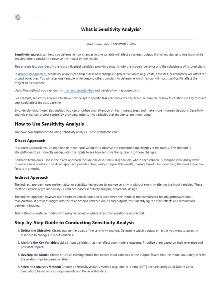 What Is Sensitivity Analysis - PM Study Circle | PDF | Sensitivity ...