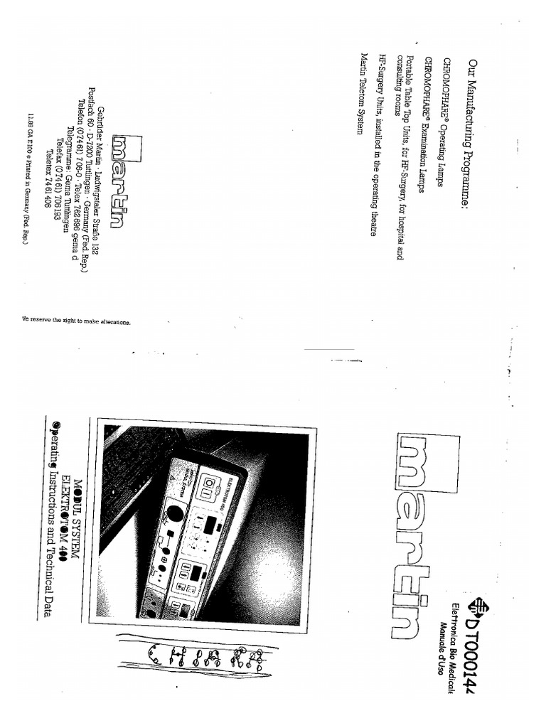 Martin - Elektrotom 400 - User Manual | PDF