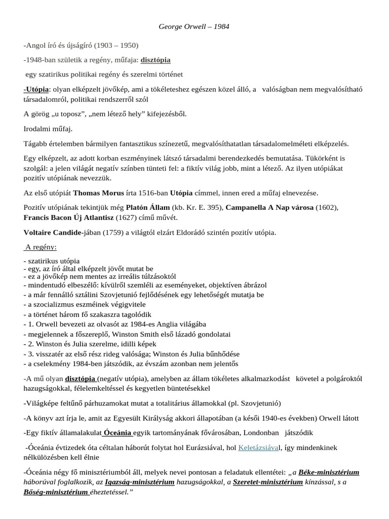 George Orwell 1984 C. Tétel | PDF