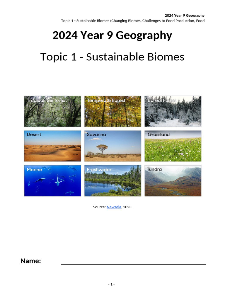 2024 CHHS Year 9 Geography - Sustainable Biomes (Changing Biomes ...