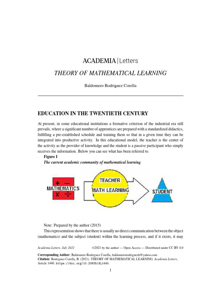 Theory of Mathematical Learning | PDF | Learning | Knowledge