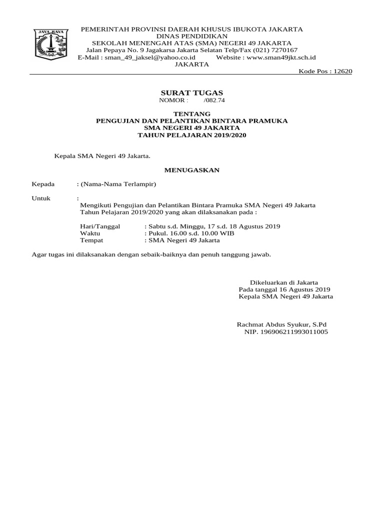 Surat Tugas 2018 New | PDF