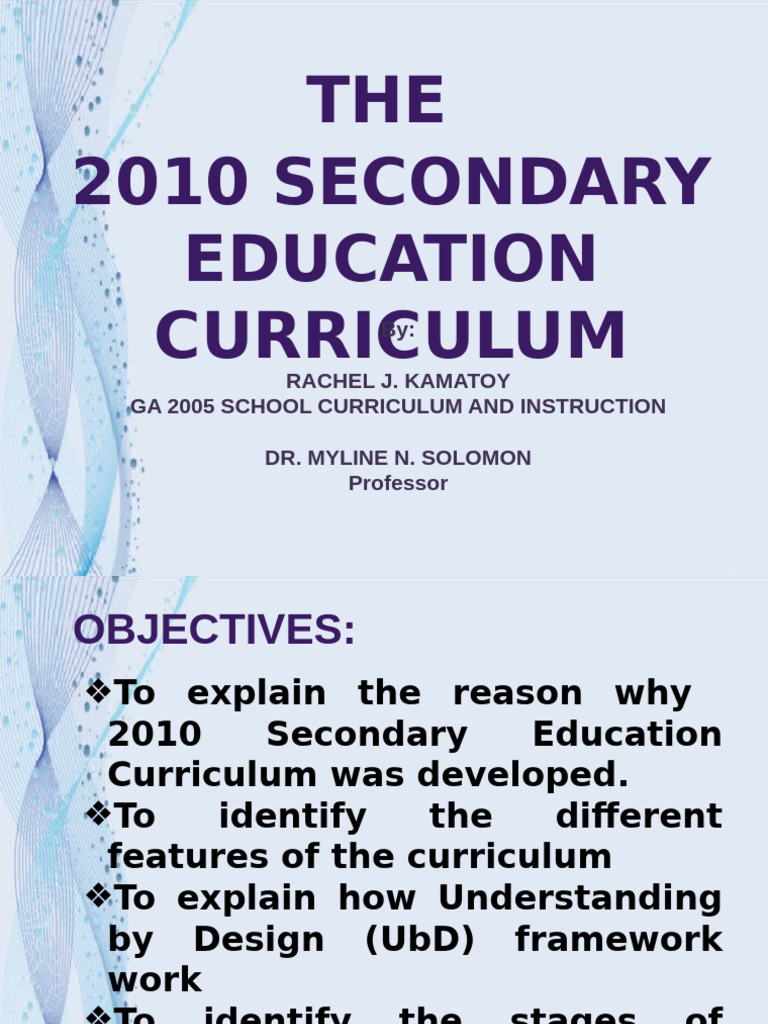 The 2010 Secondary Education Curriculum | PDF | Curriculum | Teaching