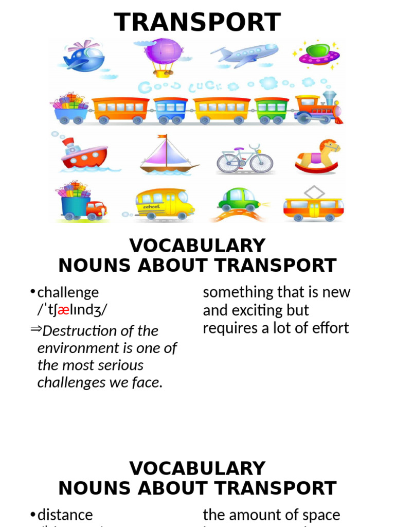 Transport Vocab - Writing | PDF | Transport | Traffic