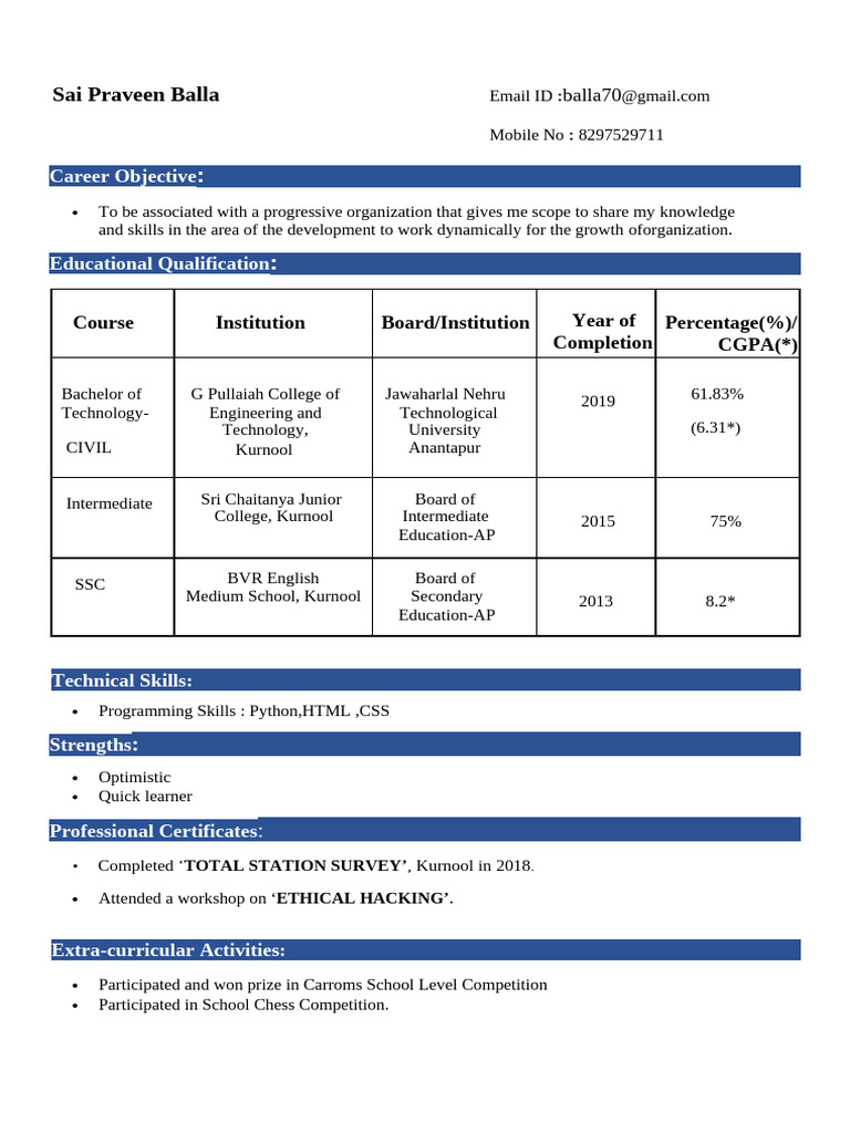 Praveen Resume | PDF
