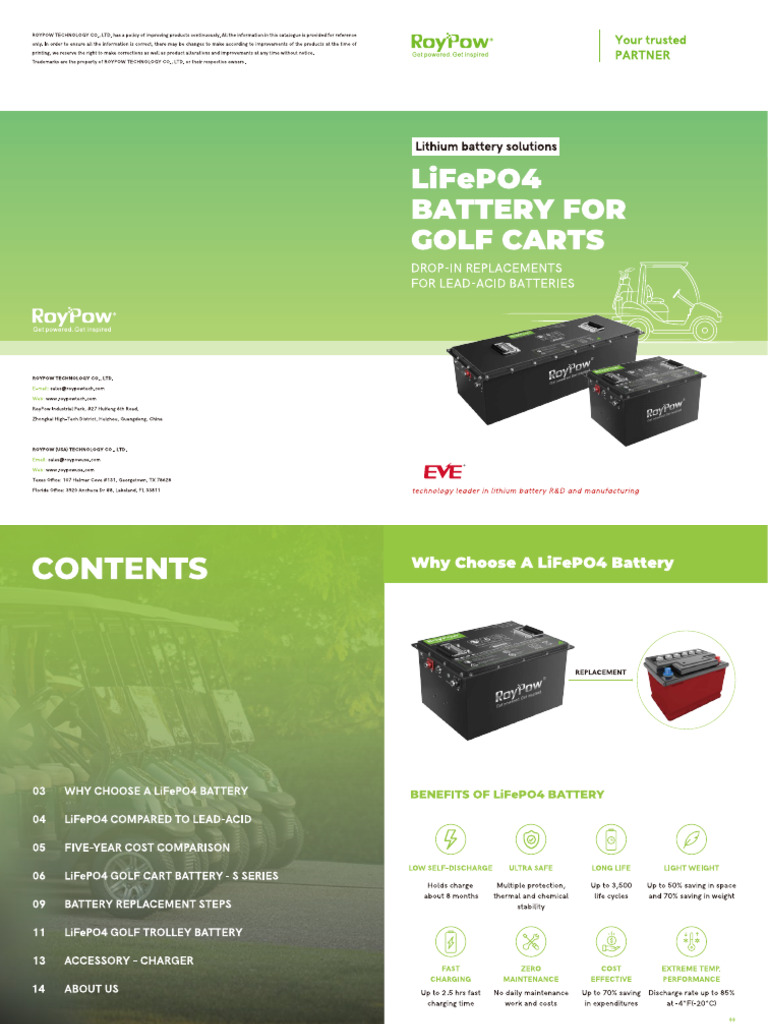 RoyPow Li-IOn Golf Cart Battery Brochure | PDF