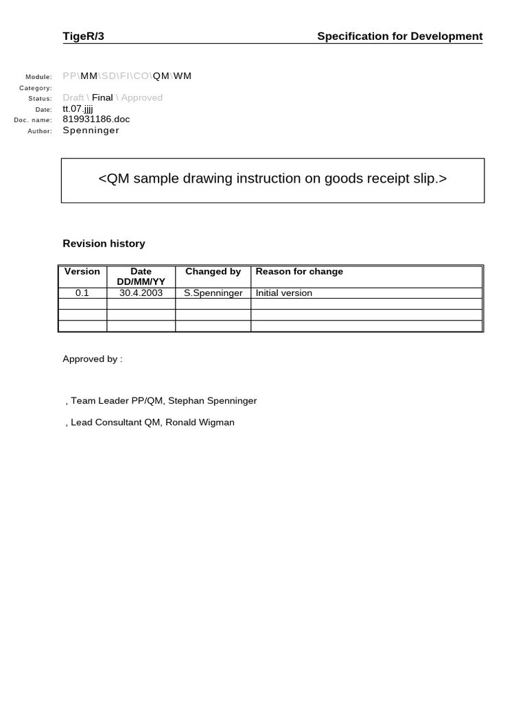 QM Sample Drawing Instruction GR V00 01 | PDF | Specification ...