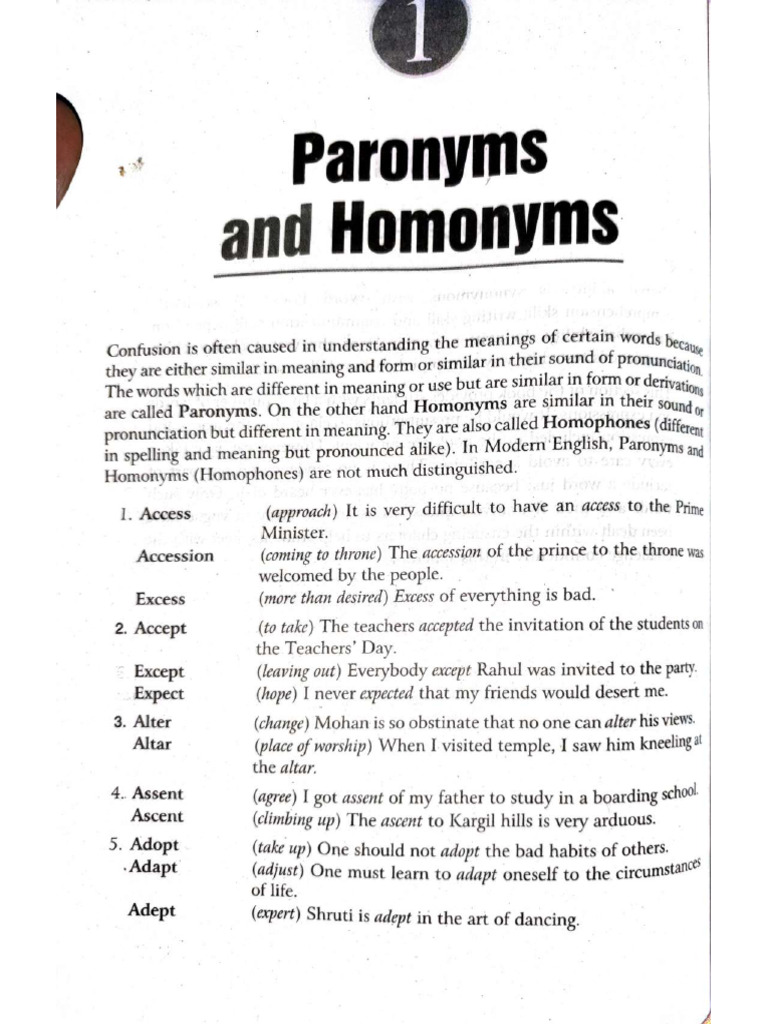 Paronyms and Homonyms - Compressed | PDF
