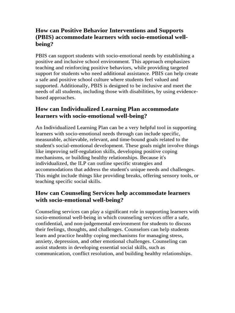 How Can Positive Behavior Interventions and Suppor | PDF | Learning ...