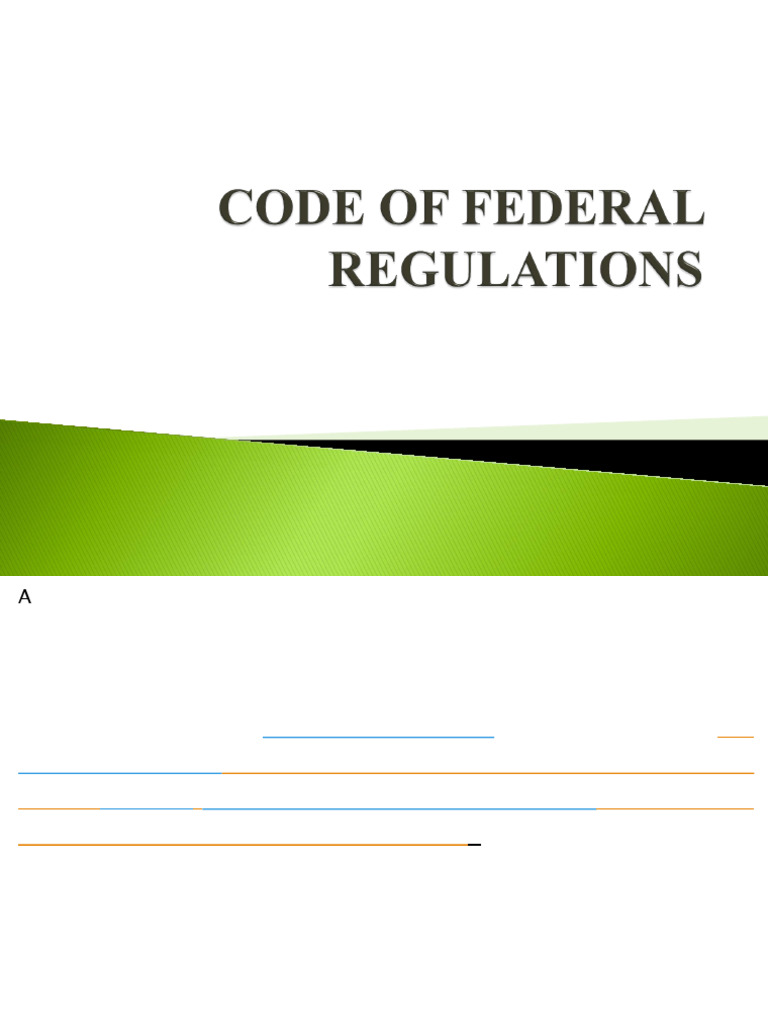 Code of Federal Regulations | PDF | Code Of Federal Regulations ...