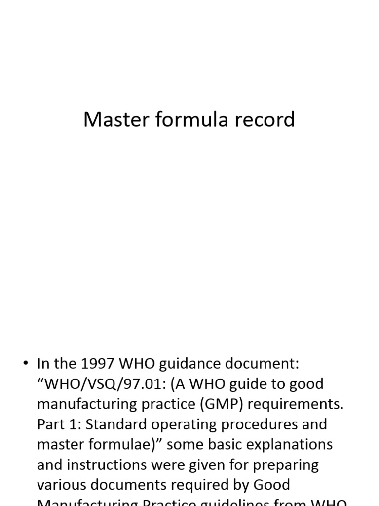 Master Formula Record | PDF | Verification And Validation