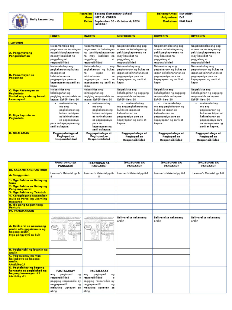 DLL EsP. WK1 Q2 | PDF