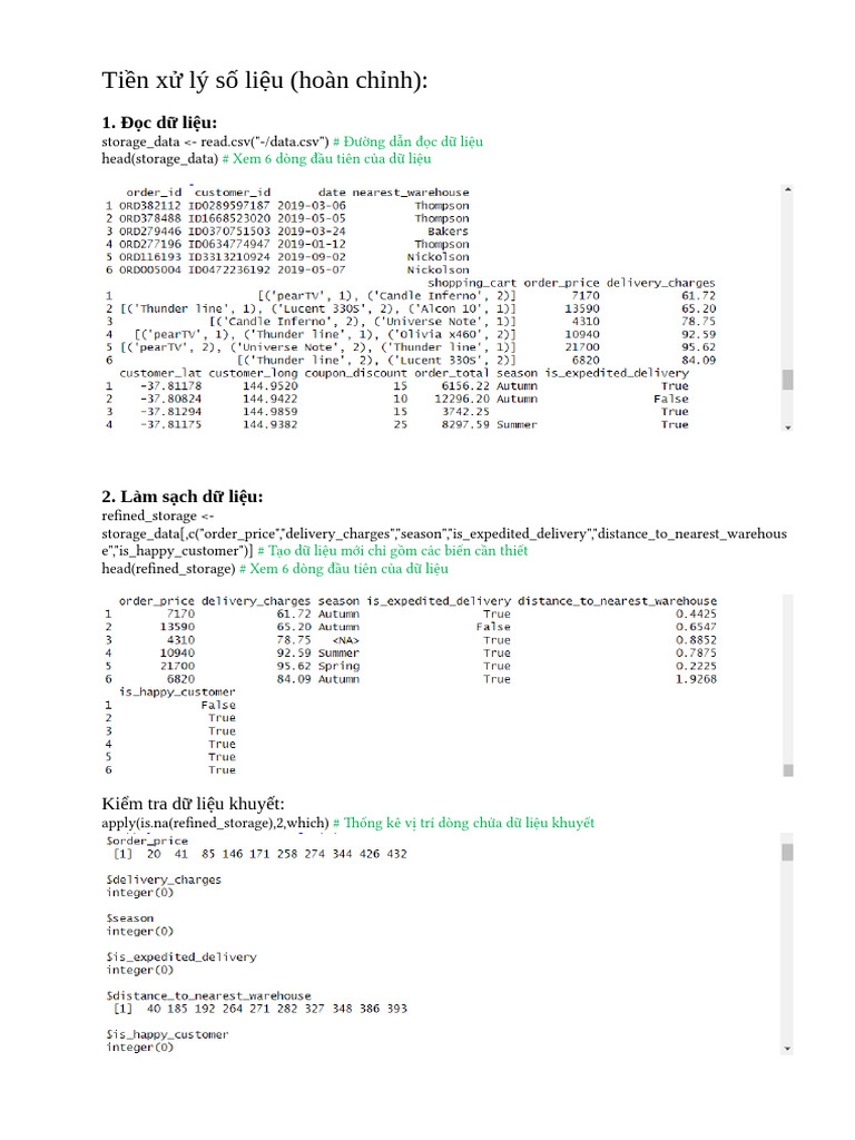 BTL - Tiền xử lý và mô tả - Code cho suy diễn | PDF