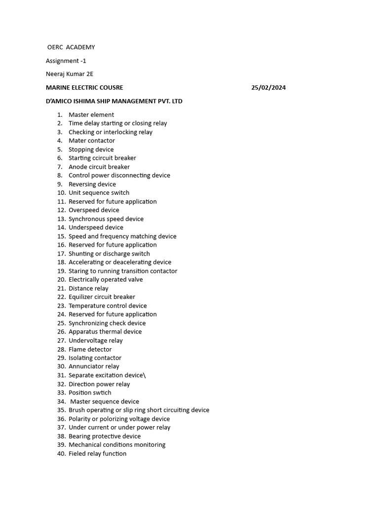 Oerc Assignment Neeraj 2e PDF | PDF | Relay | Alternating Current