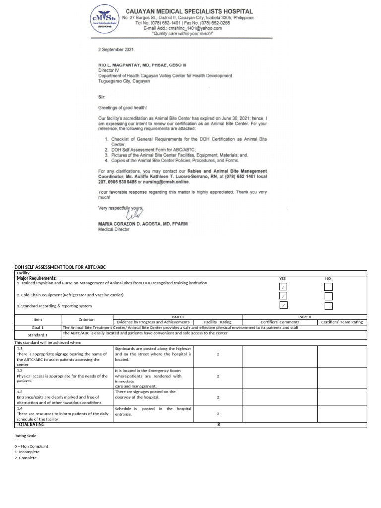 2021 (Re-Certification) DOH SELF ASSESSMENT TOOL FOR ABTC PDF | PDF ...
