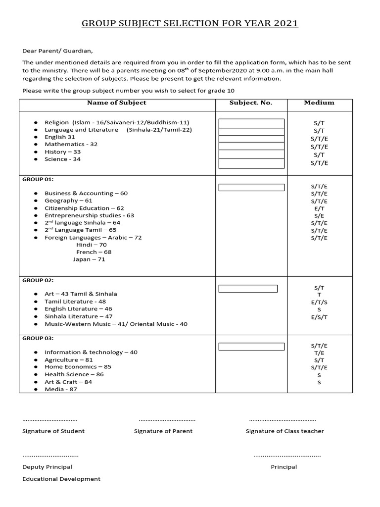 Grade 10 Subject Selection Guide 2021 | PDF