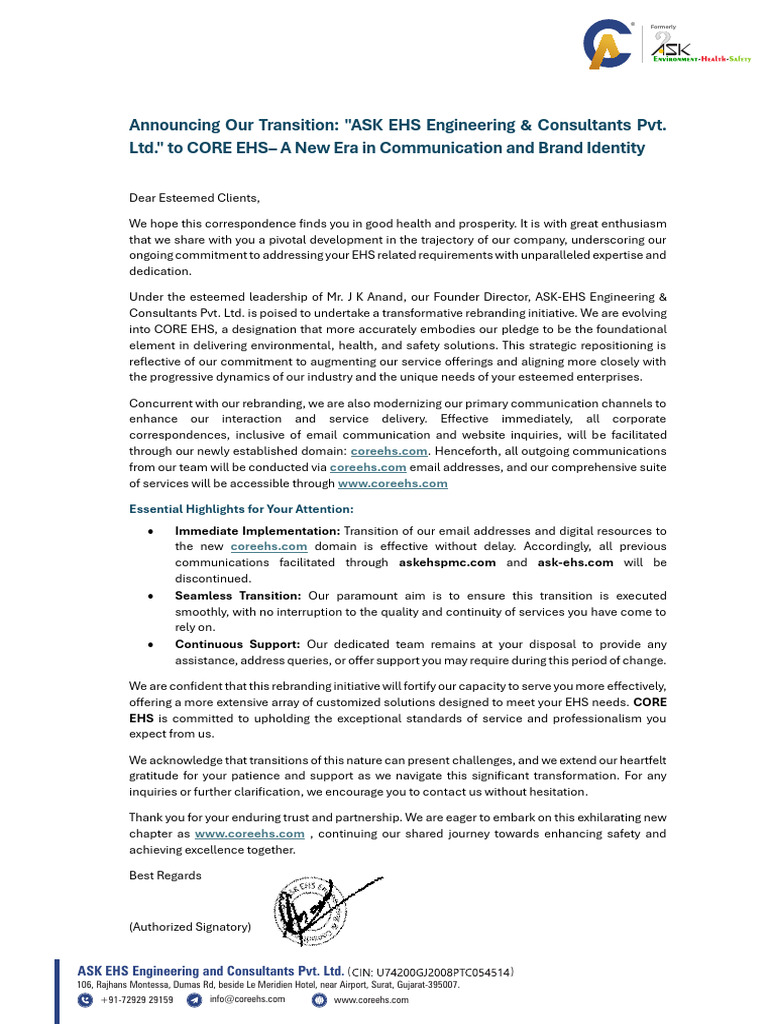 Letter of Intimation For Re-Branding. | PDF