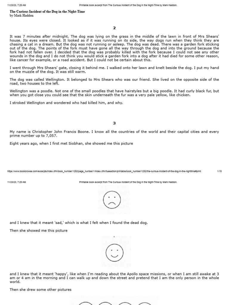 Excerpt From The Curious Incident of The Dog in The Night Time by Mark ...