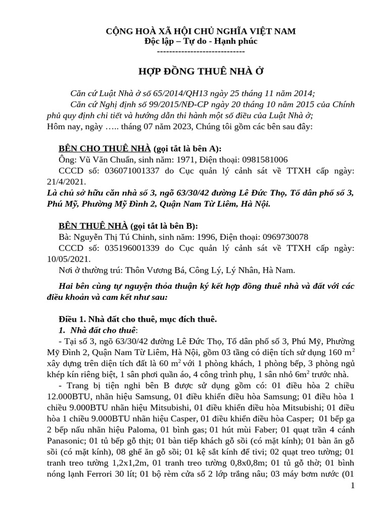 HD Thue Nha 2023 | PDF