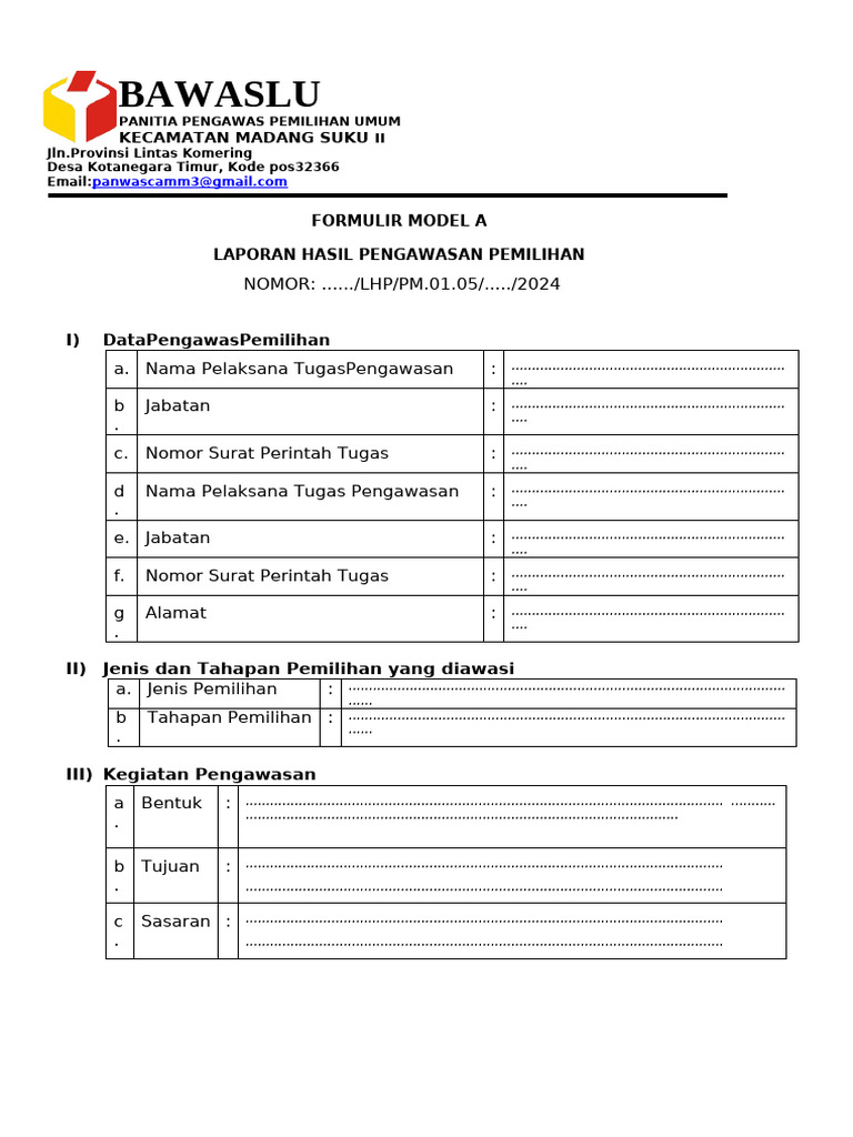 Form.a PTPS Terbaru 2024 | PDF