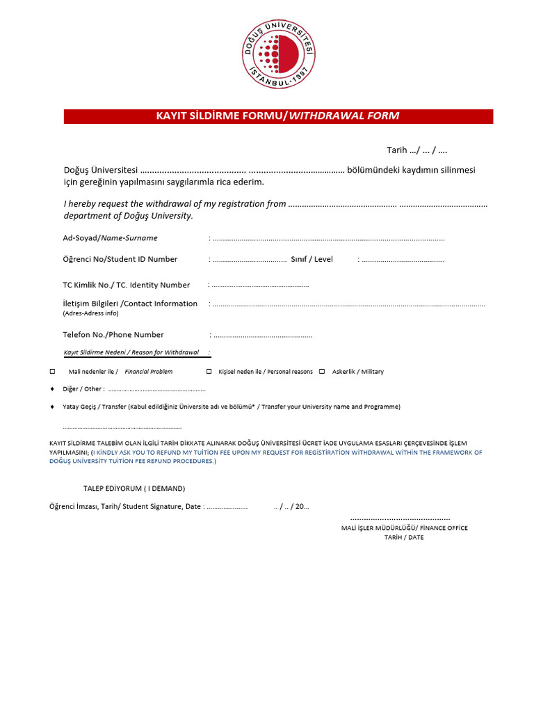 Kayıt Sildirme Formu | PDF