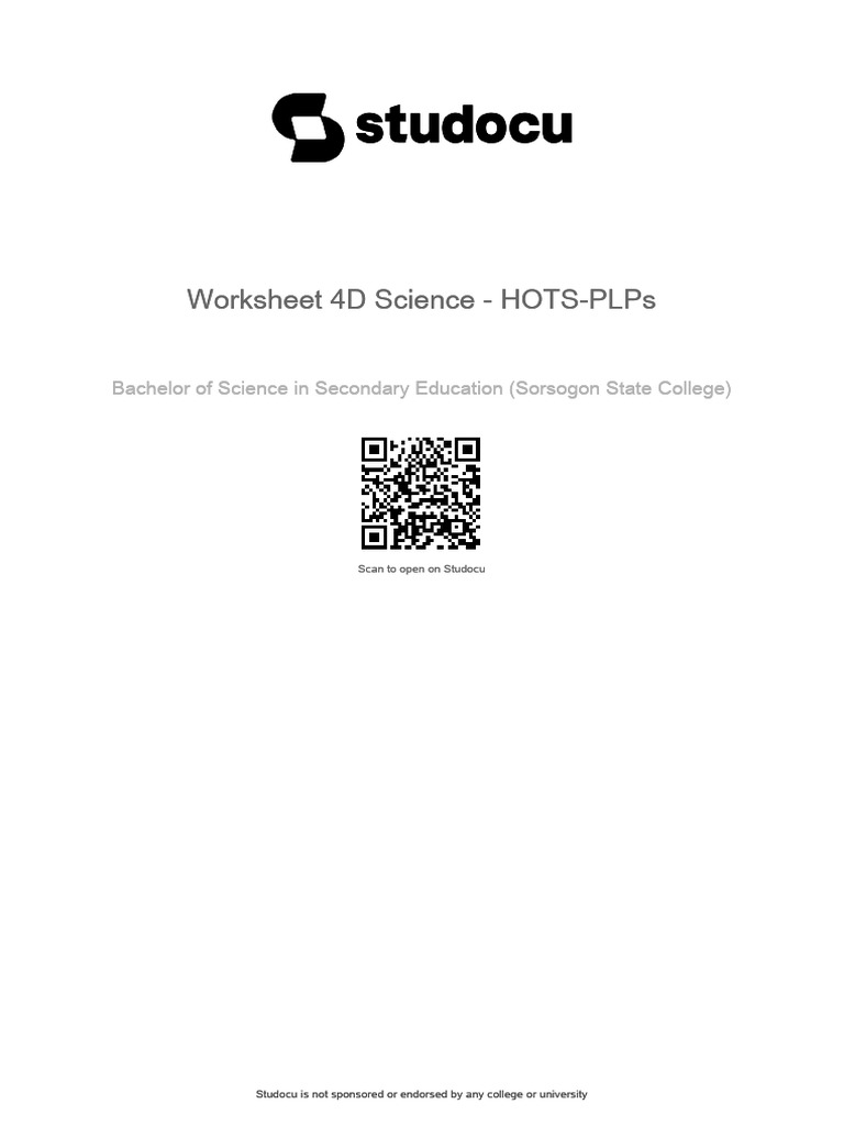 Worksheet 4d Science Hots Plps | PDF | Science, Technology, Engineering ...