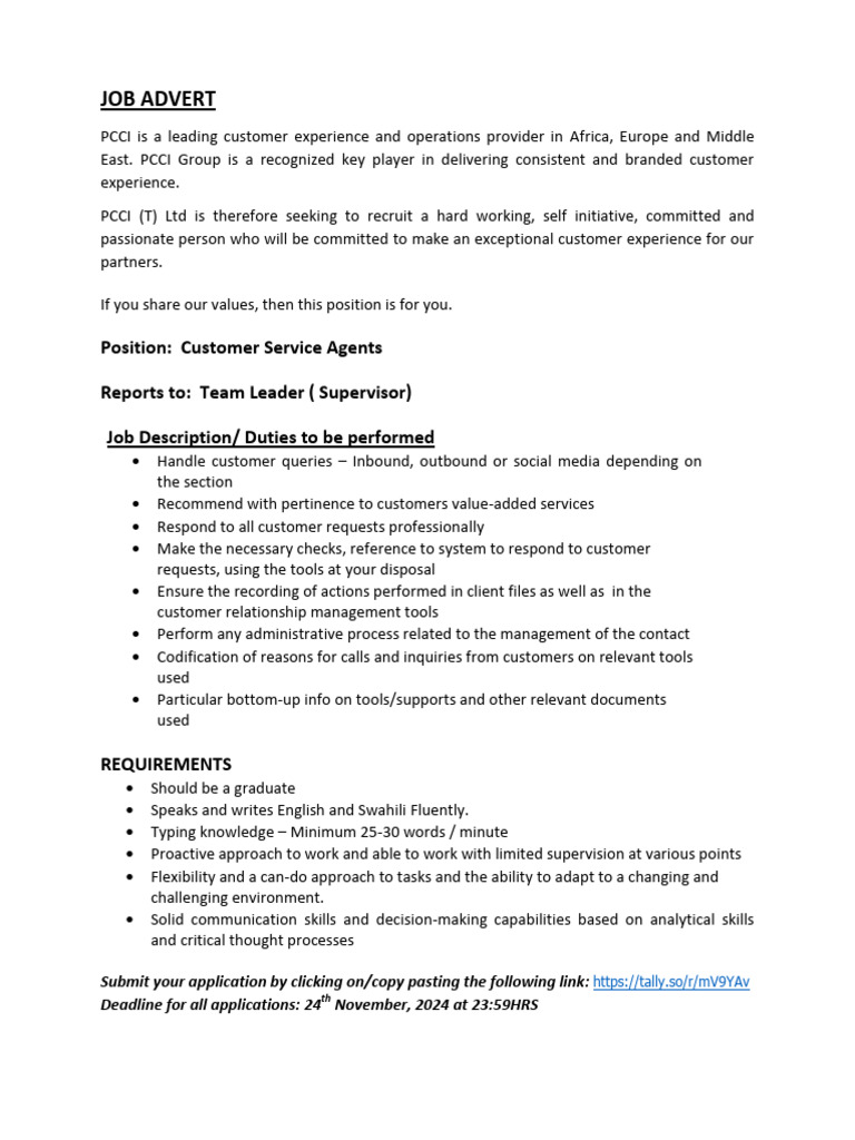 JOB ADVERT CSA Mainland | PDF