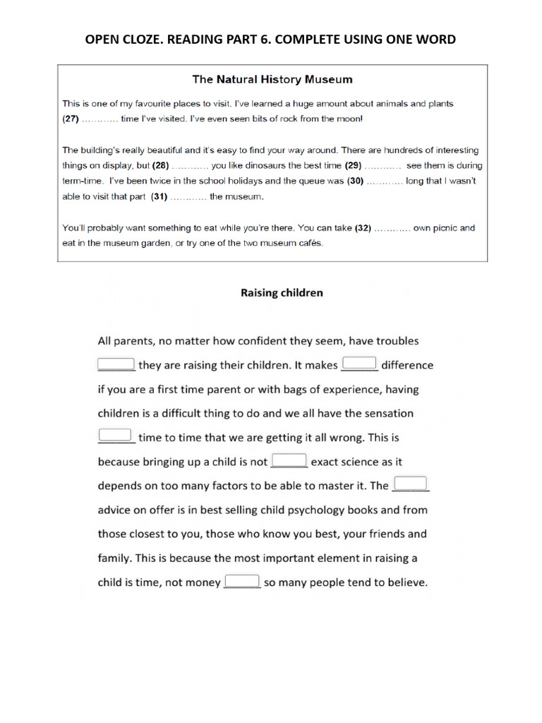 Reading Part 6. Practice | PDF