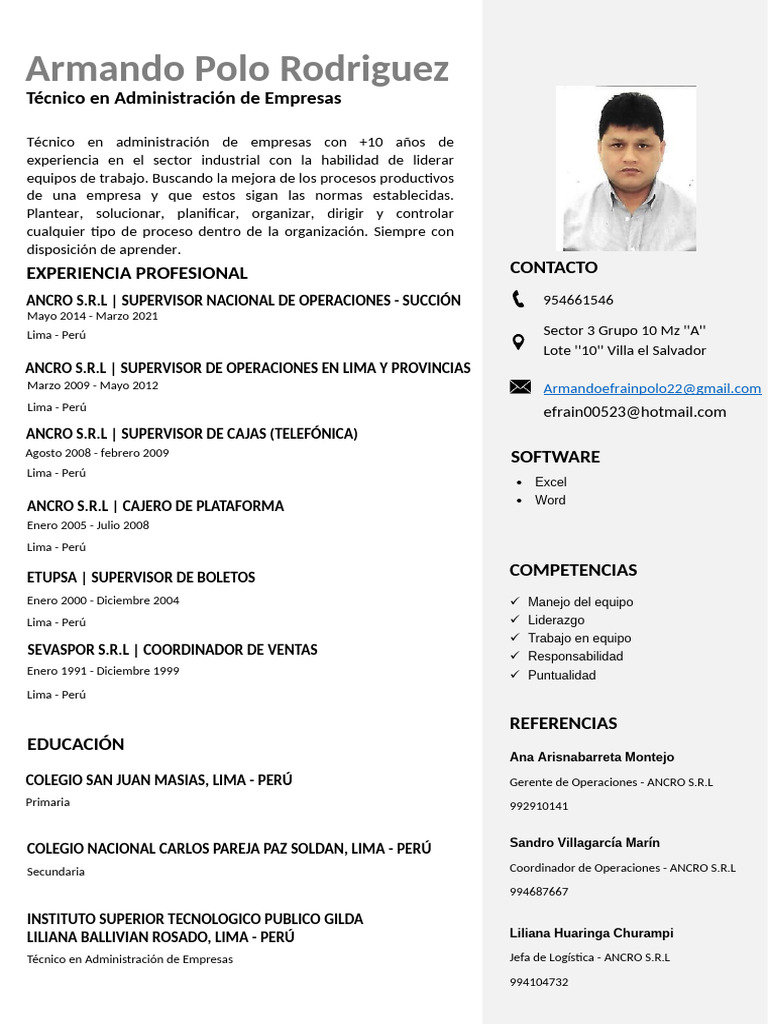 CV Armando Polo | PDF | Perú | Lima