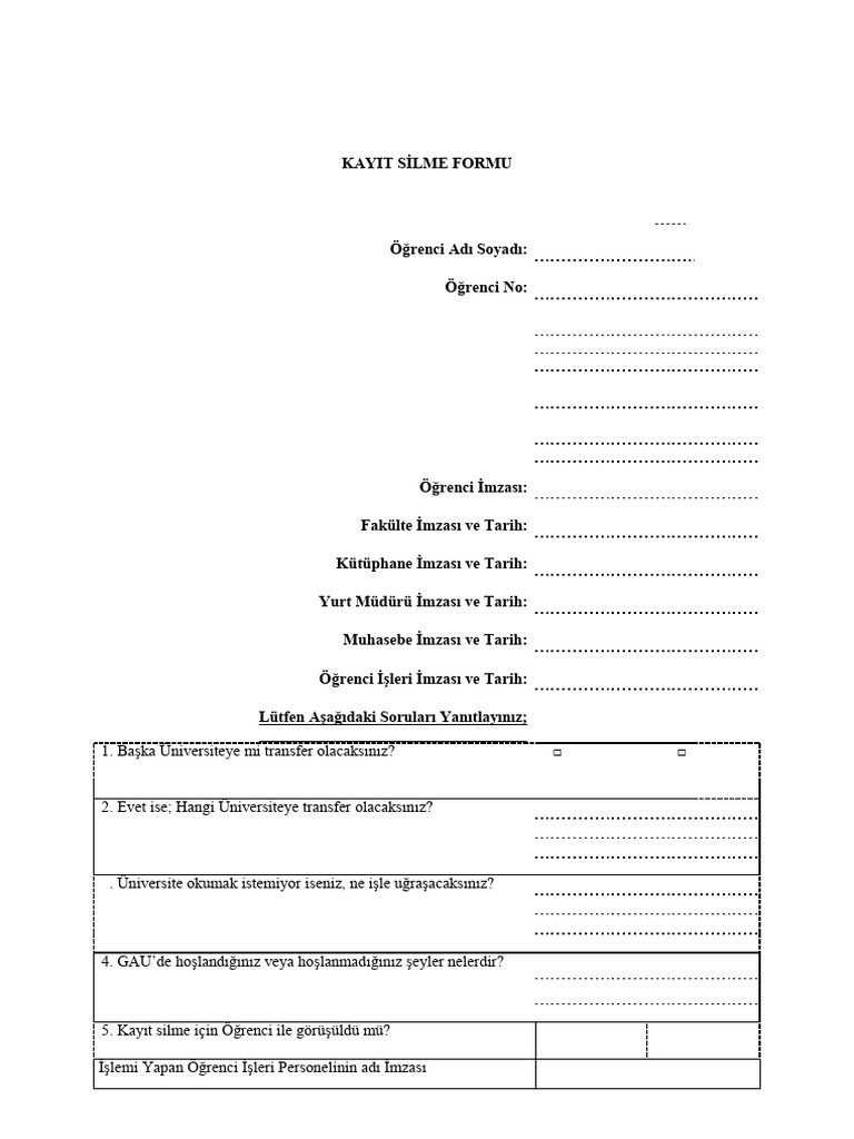 Kayit Silme Formu | PDF