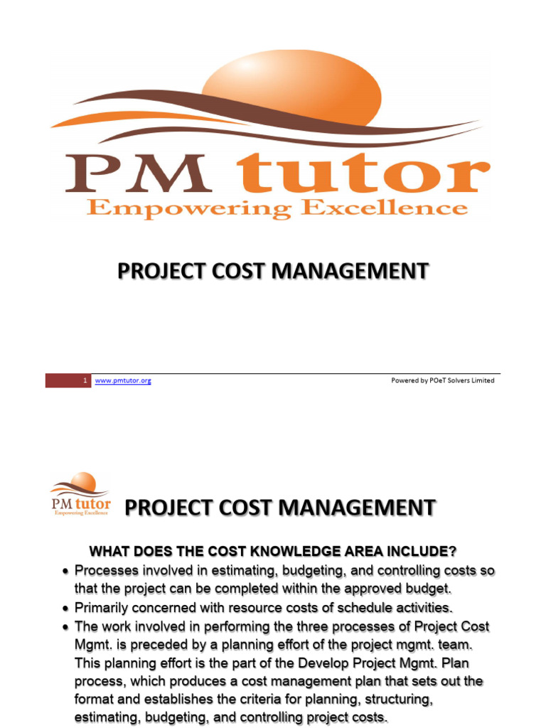 Project Cost Management Overview | PDF | Depreciation | Business