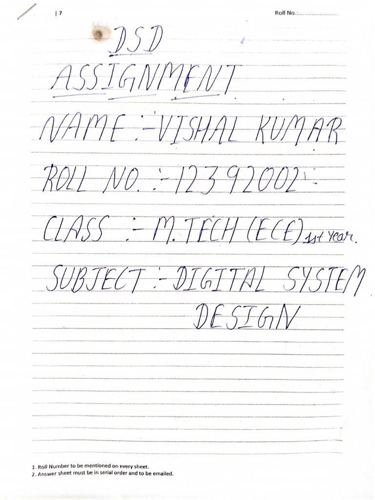 Vishal Kumar(12392002) DSD Assignment-1 | PDF Vishal Kumar(12392002) DSD Assignment-1 | PDF