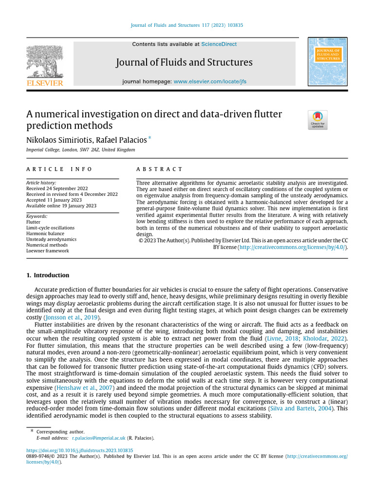 Nikolaos 2022 - A Numerical Investigation On Direct and Data-Driven Flutter Prediction Methods ...