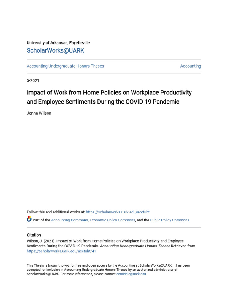 Work from Home Impact on Productivity | PDF | Employment | Business