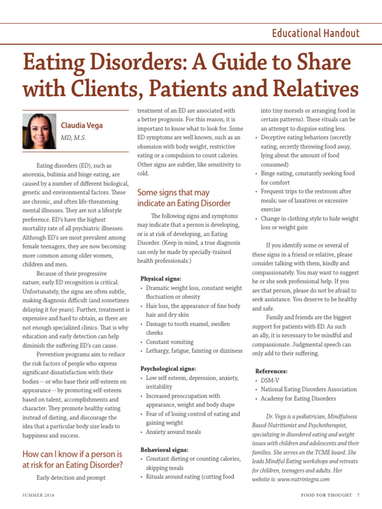 Recognizing Signs of Eating Disorders | PDF | Eating Disorder | Mental ...