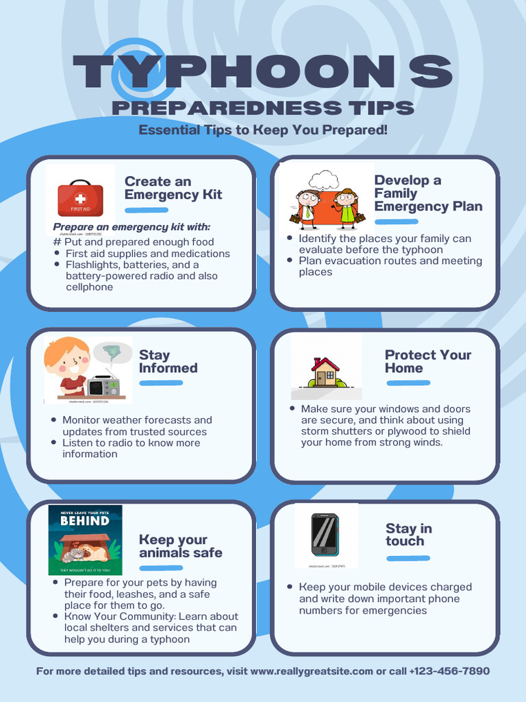 Blue Illustrative Hurricane Preparedness Tips Poster - 20241112 ...