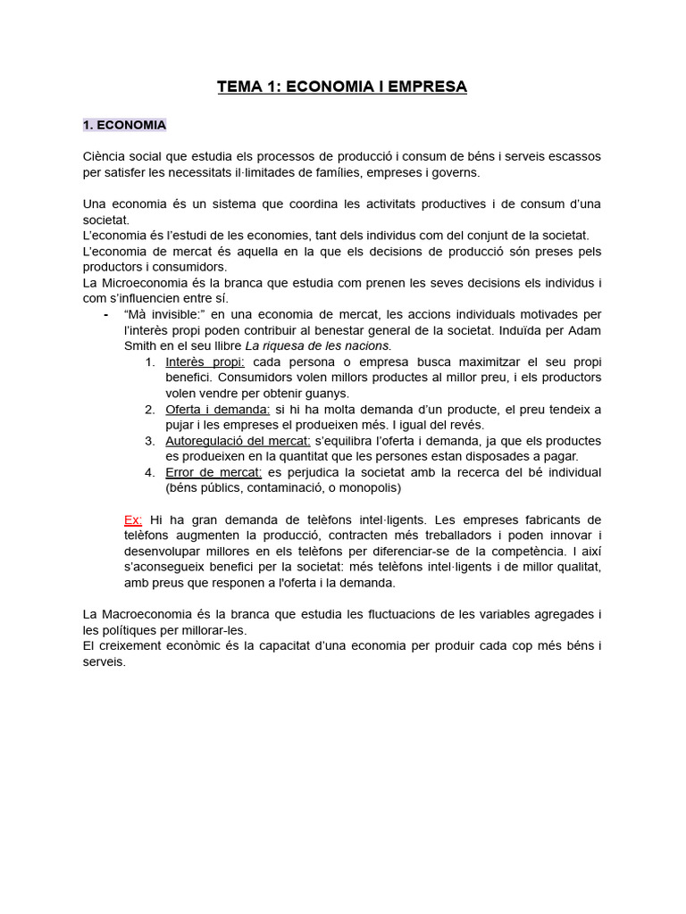 Empresa Tema 1 & 2 | PDF