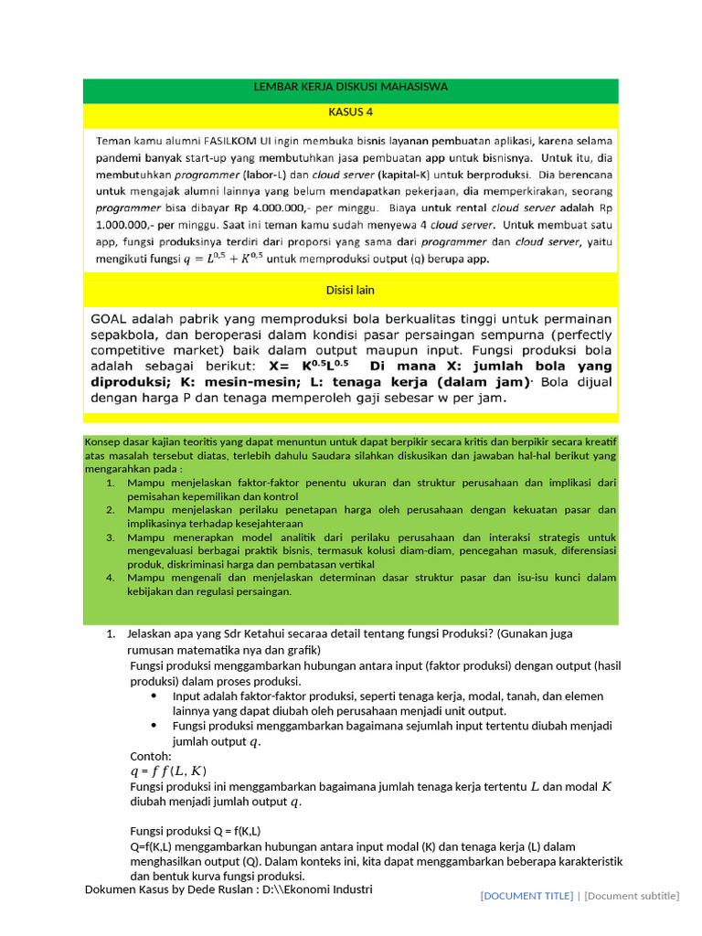 LEMBAR KERJA DISKUSI MAHASISWA Kasus No 4 | PDF
