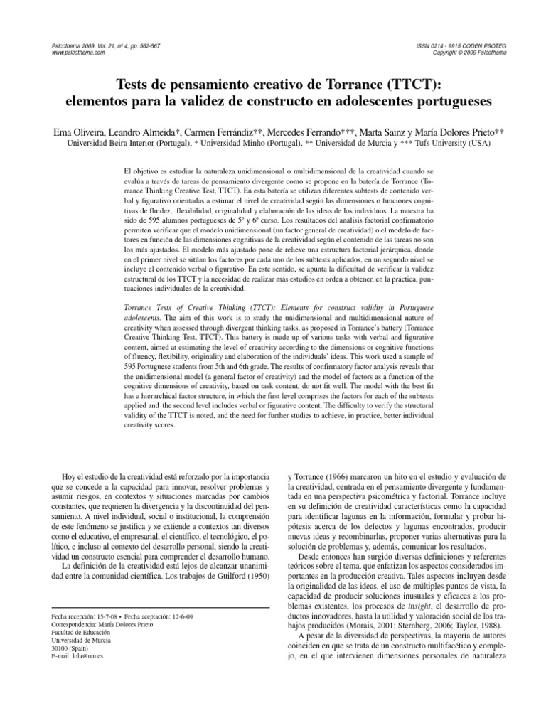 Test Crea | PDF | Validez (Estadísticas) | Pensamiento