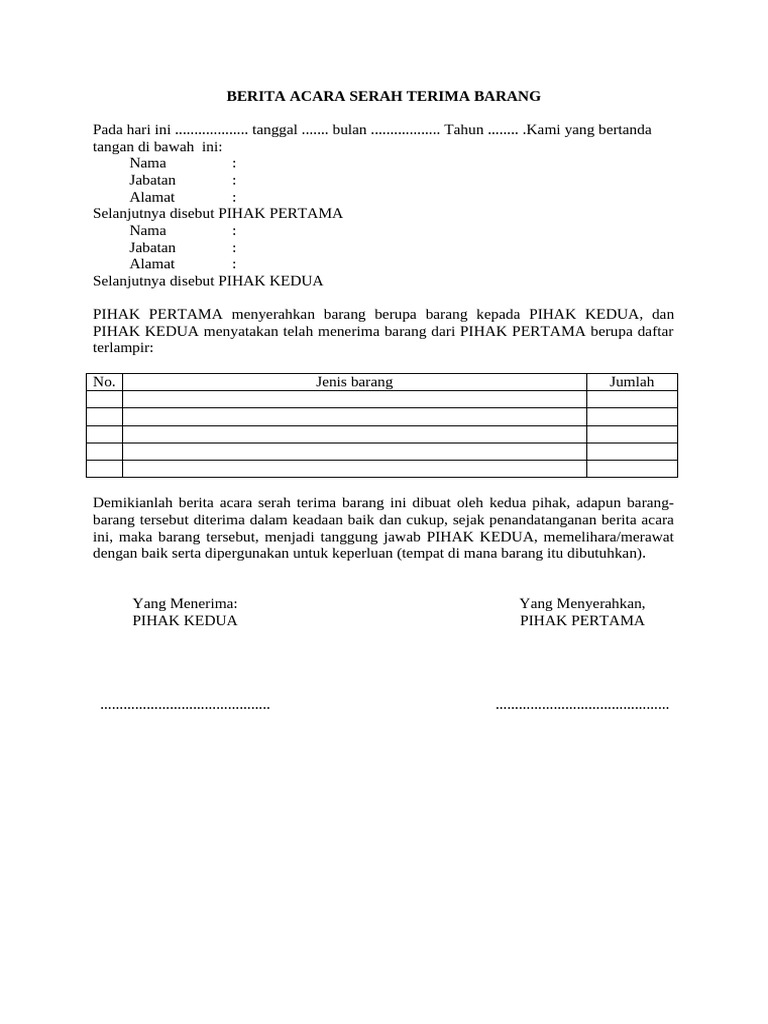 Berita-Acara-Serah-Terima Barang | PDF