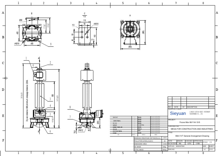 66kV IVT General Arrangement Drawing | PDF | Insulator (Electricity) | Manufactured Goods