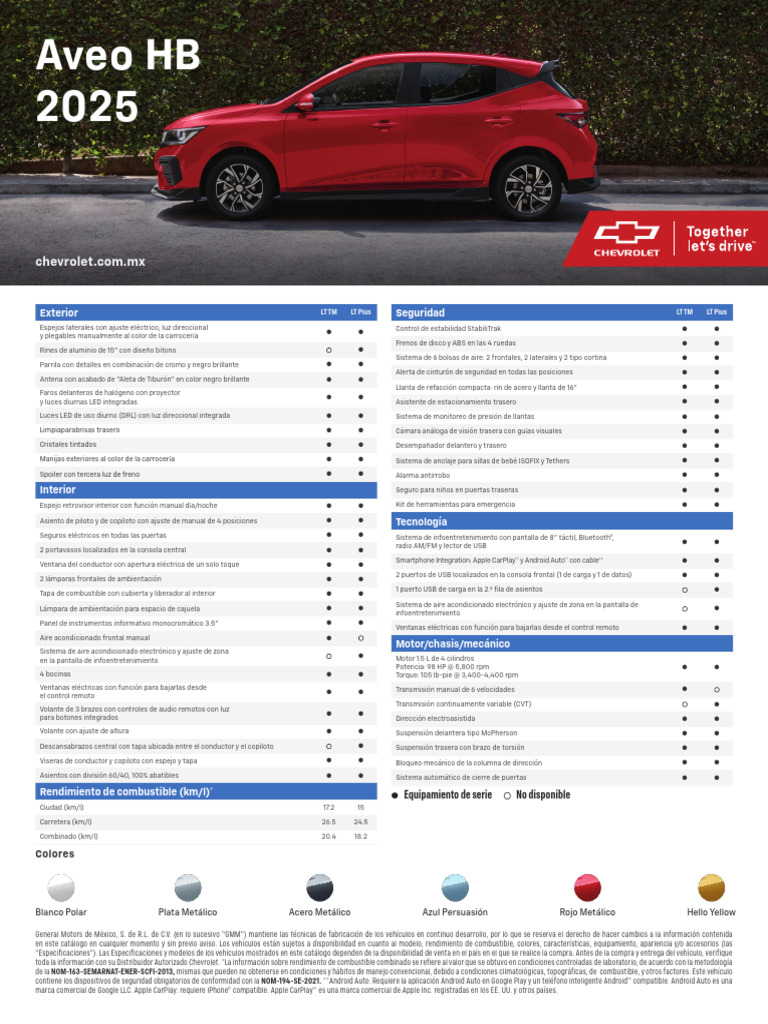 2025 Ficha Tecnica Aveo HB | PDF | Android (sistema operativo) | Smartphone