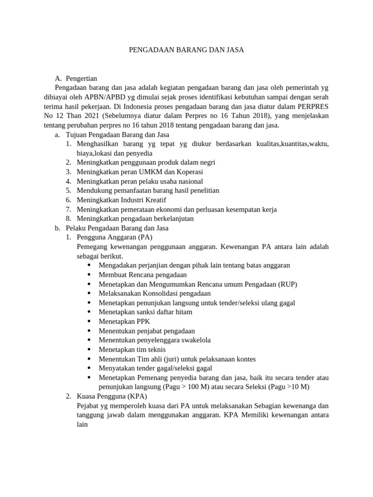 Materi Pengadaan Barang Dan Jasa | PDF