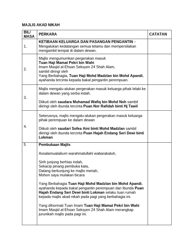 Majlis Akad Nikah | PDF