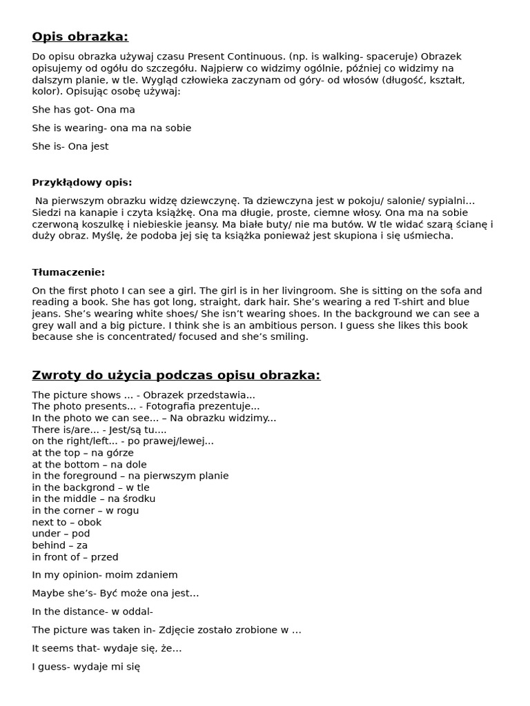 Opis Obrazka Teoria I Przykład | PDF