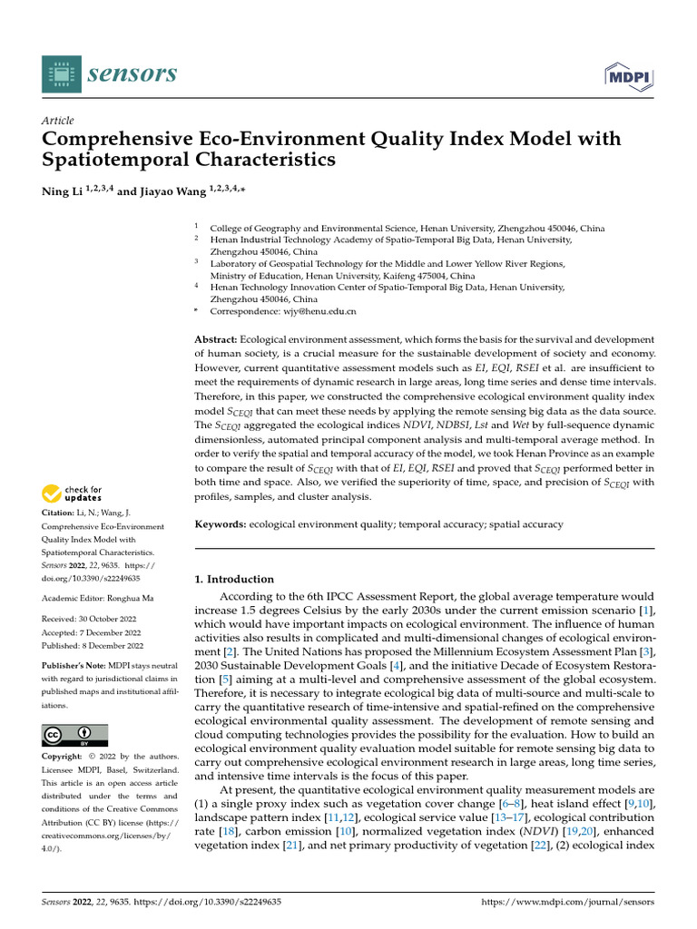 Comprehensive Eco Environment Quality Index Model With 24c0bryo | PDF ...